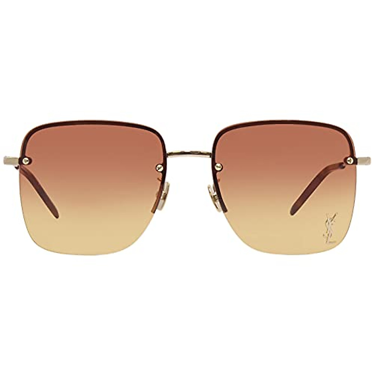 SAINT LAURENT Women's SL 312 Square Metal Sunglasses, Gold/Gold Orange, One Size