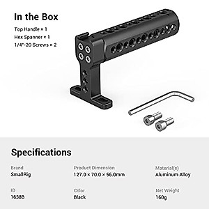 SmallRig Camera Top Handle Grip, DSLR Cage Handle with Cold Shoe Mount for Camera Rig - 1638