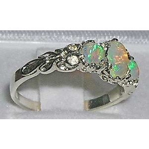 LetsBuyGold 925 Sterling Silver Natural Opal Womens Promise Ring - Size 7.5
