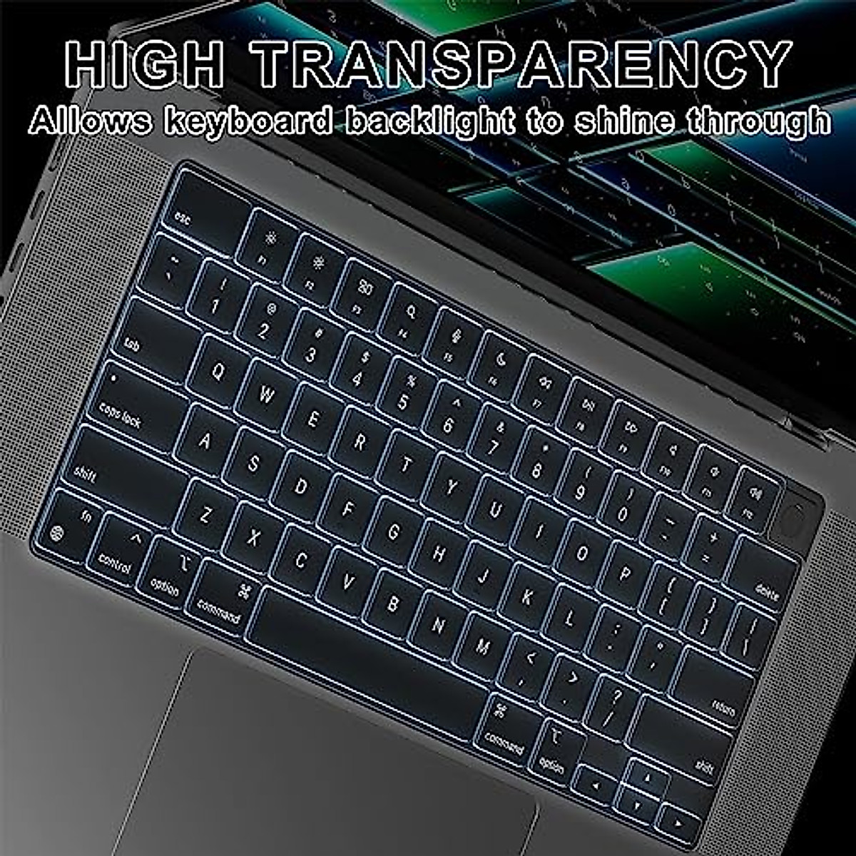 Soke Premium Keyboard Cover Skin, for 2021-2024 MacBook Pro 14" 16" M4 M3 M2 M1 Pro/Max(A2918 A2992 A2991 A2442 A2485 A2780), MacBook Air 15.3"/13.6" M3 M2(A2941 A2681), US ANSI Layout,Clear