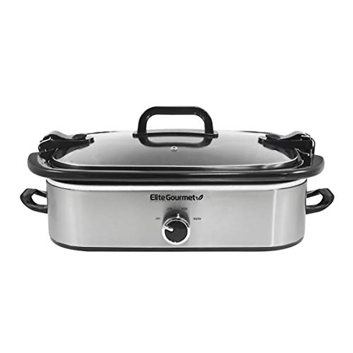 Elite Gourmet MST-5240SS Crock Slow Cooker, Locking Lid Adjustable Temperature Keep Warm Oven & Dishwasher-Safe Casserole Pan, 3.5Qt Capacity, Stainless Steel