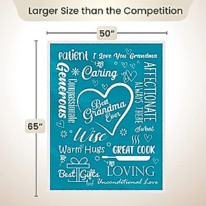 Done Lucky Grandma Blanket - Grandma Gift for Birthday, Mother's Day, Christmas, etc. - Sherpa Throw Blanket Gift for Grandma (Cyan)