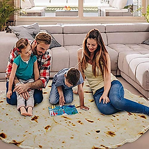 JpGdn Burrito Tortilla Blanket, Mexico Wrap Throw Blanket Round Novelty Tortilla Wrap Egg Roll Carpet for Adults and Kids to be a Giant Human Burrito Flannel Fleece (Blanket-B, 180cm(70in))