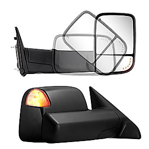 Sanooer Towing Mirrors Compatible with 2009-2018 Dodge Ram 1500, 2010-2018 Dodge Ram 2500 3500 with Power Glass Heated Turn Signal Light Puddle Lamp Temp Sensor Filpup Pair Set