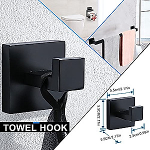 YACVCL 5-Piece Bathroom Hardware Accessories Set 23.6 inch Towel Bar Towel Rack Sets Modern Towel Ring Kit Stainless Steel Wall Mounted (Matte Black)