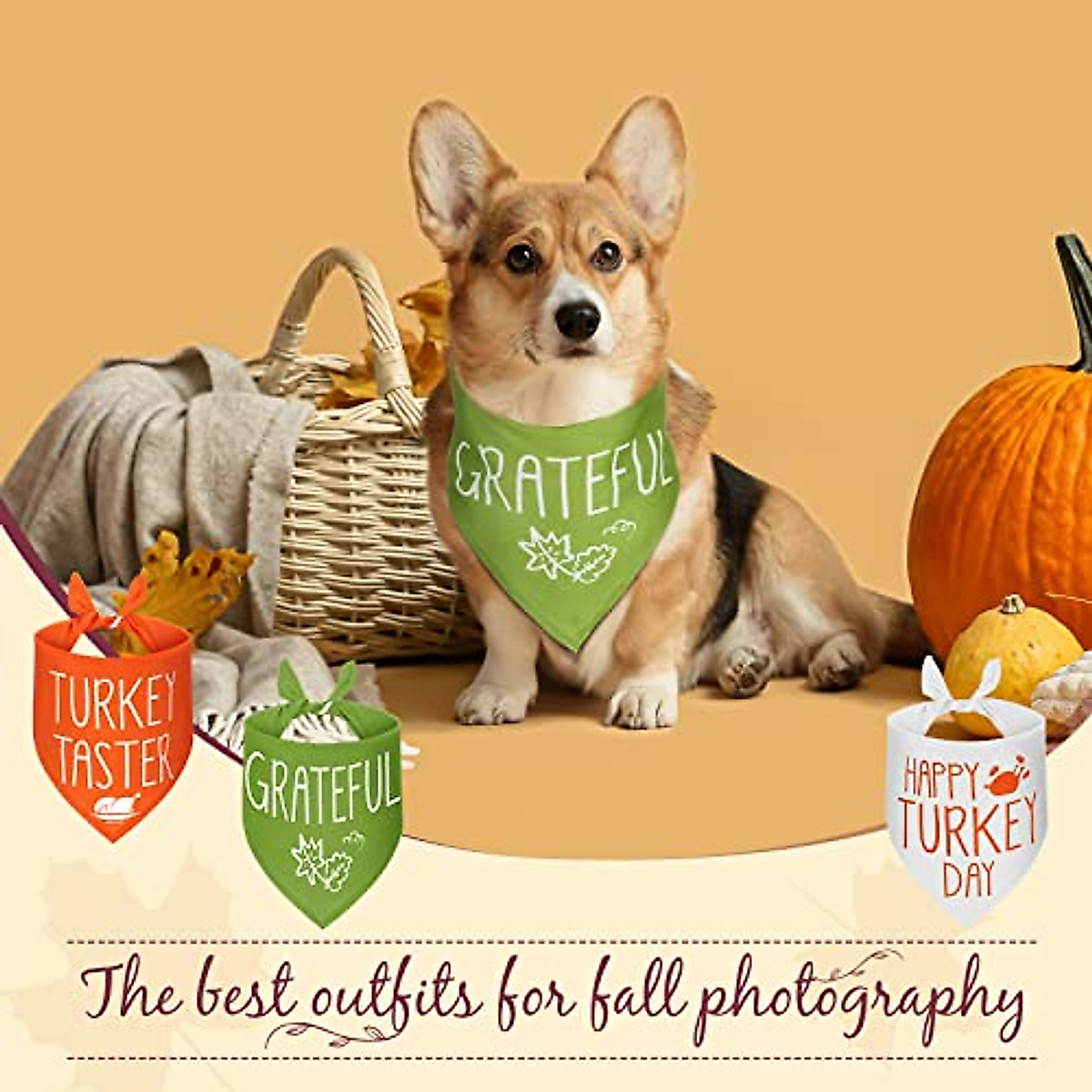 4 Pieces Thanksgiving Dog Bandanas Fall Autumn Dog Bandana Holiday Dog Bandana Dog Costume Bandanas for Dogs Reversible Triangle Bibs Scarf for Small Medium Large Dogs Pets (Medium)