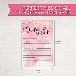 30 Pack Baby Shower Advice Cards. Watercolor Baby Shower Games. Baby Prediction and Advice Cards for Girl Baby Shower.