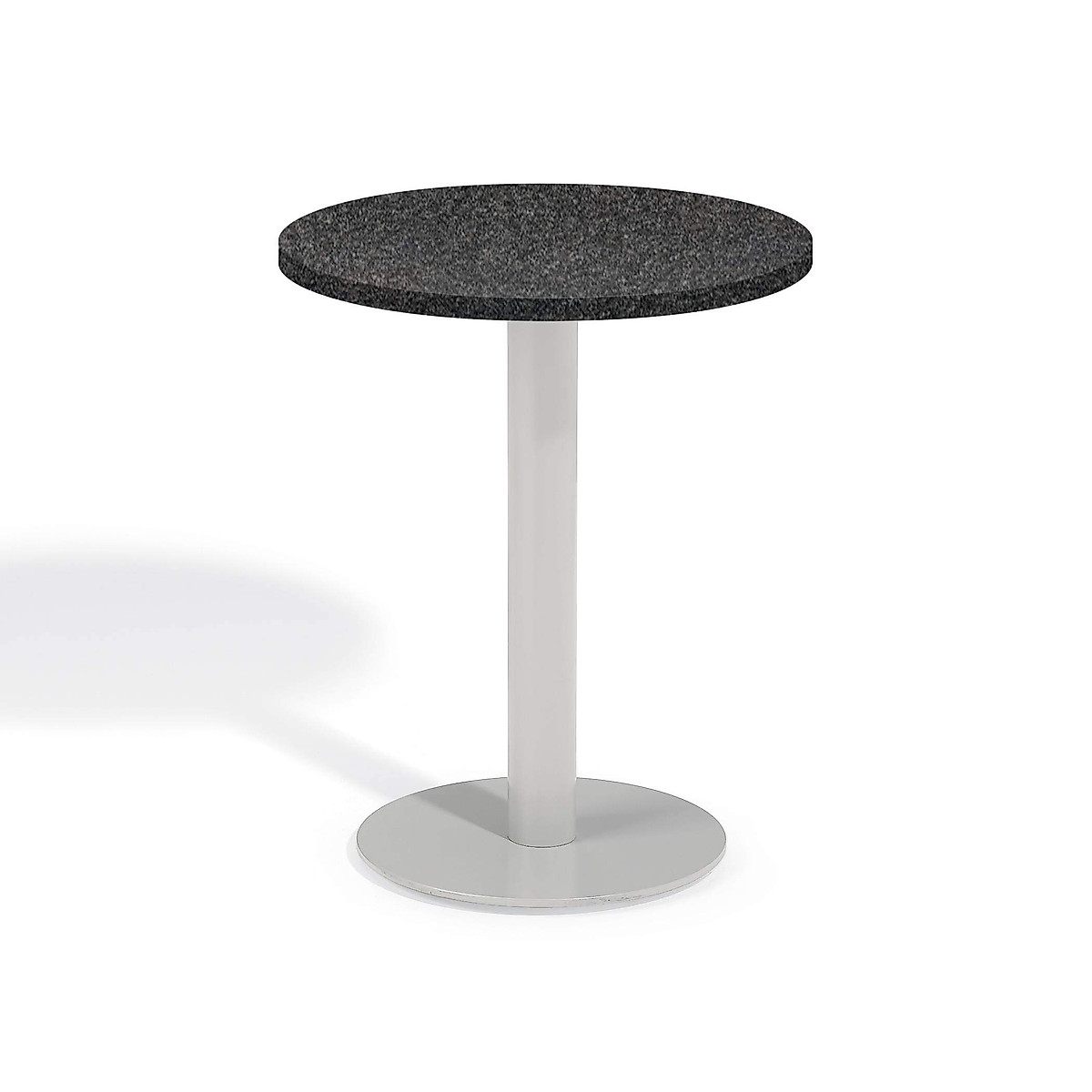 24-inch Square Lite-core Granite Charcoal Bistro Table with Powder Coated Steel Frame Black Silver