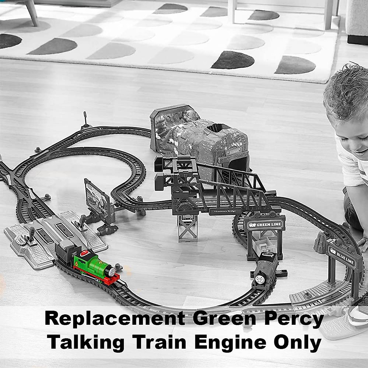 Thomas and Friend Replacement Part for Thomas and Friends Playset Talking Thomas and Percy Train Set - GLK80 ~ Replacement Green Percy Talking Train Engine, Green, Red, Black, White