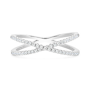 KEZEF 14K Gold Plated Criss Cross Ring Cubic Zirconia Infinity X Ring for Women