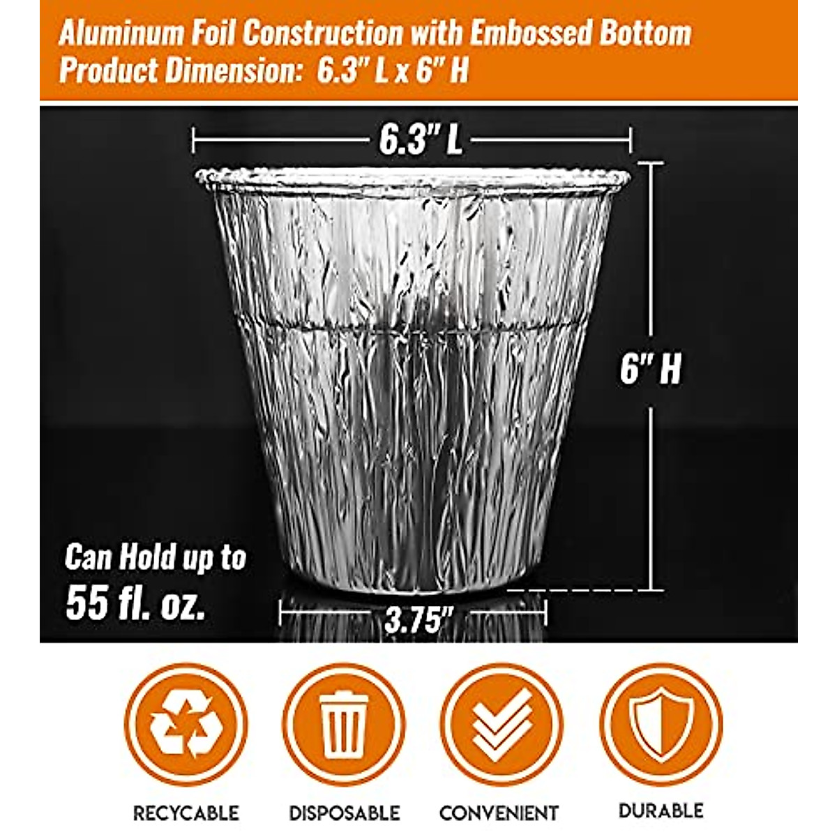 NUPICK 24 Pack Grease Bucket Liner Compatible for Pit Boss Grills 67292 Foil, Oklahoma Joe's 9518545P06, Z Grill Bucket, Recteq Large Bucket, etc. 6.3” x 6.0”, Disposable Aluminum