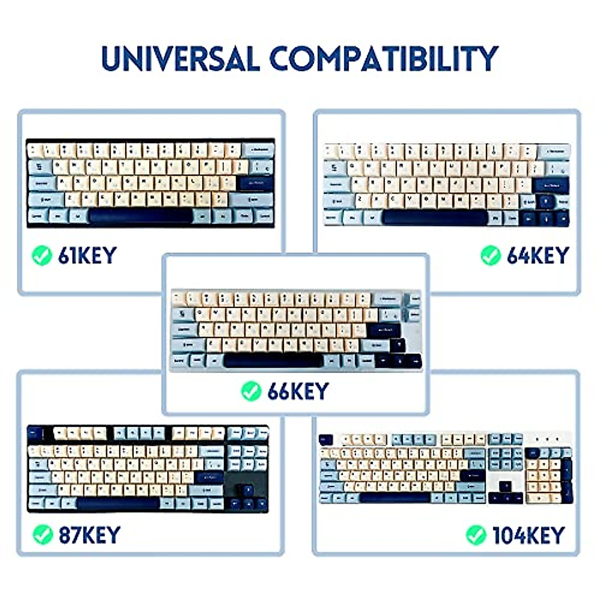AHHC PBT Keycaps, Japanese Custom Keycaps, XVX Profile Keycaps Full Set for Cherry MX Switches Mechanical Keyboards, Thick Keyboard Keycaps with Key Puller (Blue)