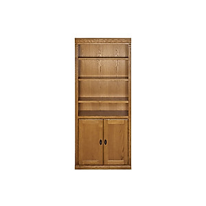 Martin Furniture Huntington Oxford Wood Bookcase with Doors, Storage Cabinet, Office Shelves, Wheat, Brown (HO3072D/W)