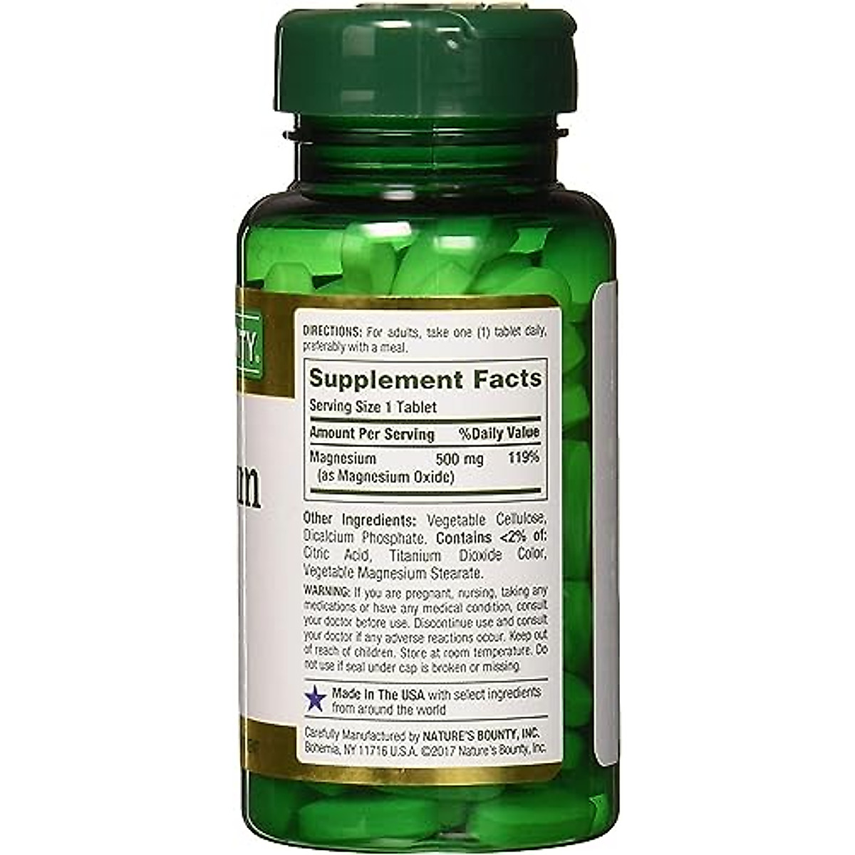 Nature's Bounty Magnesium 500 mg Tablets 100 Ea