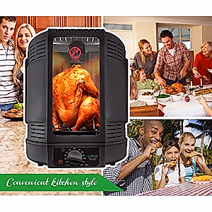 NutriChef Vertical Countertop Rotisserie Oven Roaster, Rotating Shawarma And Kebab Machine with Skewer and Rack, Basket Tower, Roasting Rack, Poultry Tower, Drip Tray, For Meat Chicken Turkey Lamb