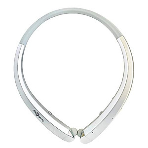 QT S Bluetooth Headset, Lightweight Retractable for Neckband Bluetooth Headphones for Sports Exercise Home & Office, Noise Cancelling Stereo Neckband Wireless Headset Talk 9-10 Hours (Silver)