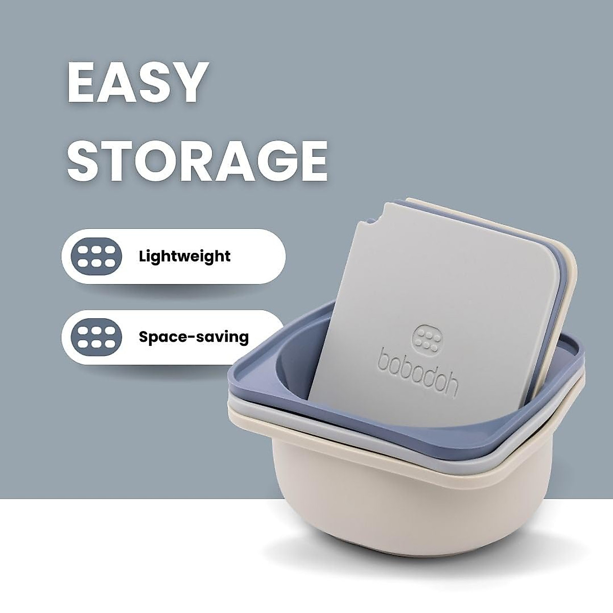 Babadoh Pizza Dough Proofing Silicone Containers with Lids | Pizza Making Accessories | Set of 6 | Multi Blue (2 Dough, 2 Smoke, 2 Steel) | Original Size (make 12" Pizzas)