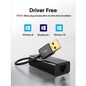 CableCreation USB to Network Adapter, USB 2.0 to 10/100 RJ45 Ethernet LAN Cable Compatible with Windows 10/8.8/8/ 7, macOS X, Black