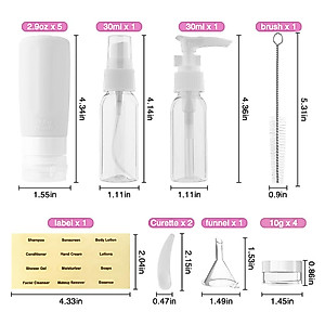 sincewo Travel Bottles Travel Containers TSA Approved Travel Size Toiletries Containers 3oz Leak Leakproof Silicone Travel Bottles for Shampoo Conditioner Lotion Face Body Wash, black2white2