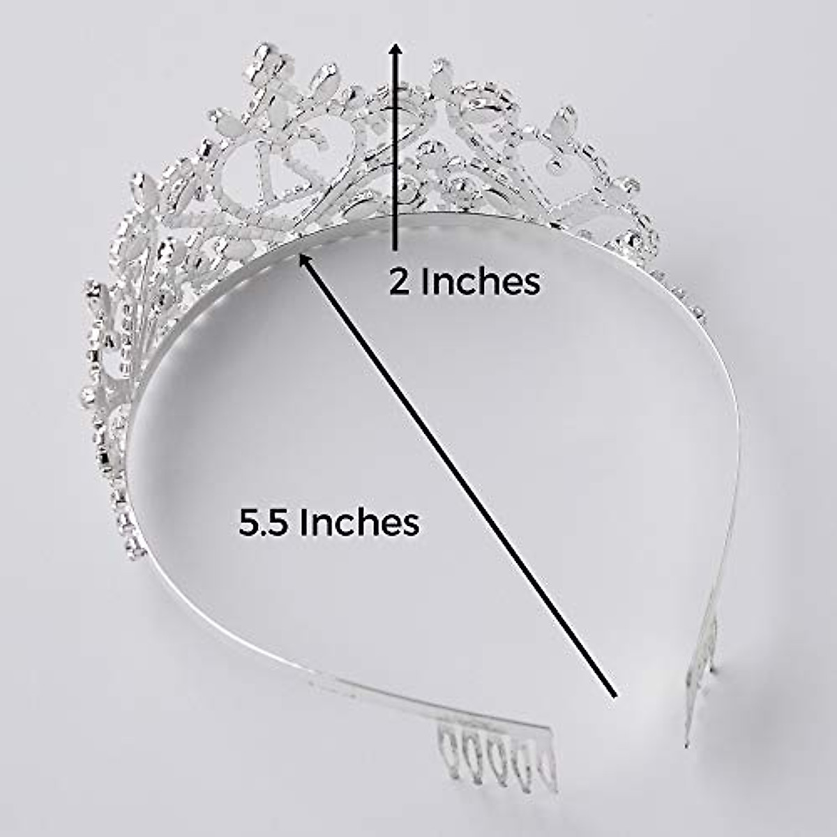 Ella Celebration 21st Birthday Tiara 21 Crown for Women Birthday Party Headband Hair Accessories Supplies (Silver Heart)