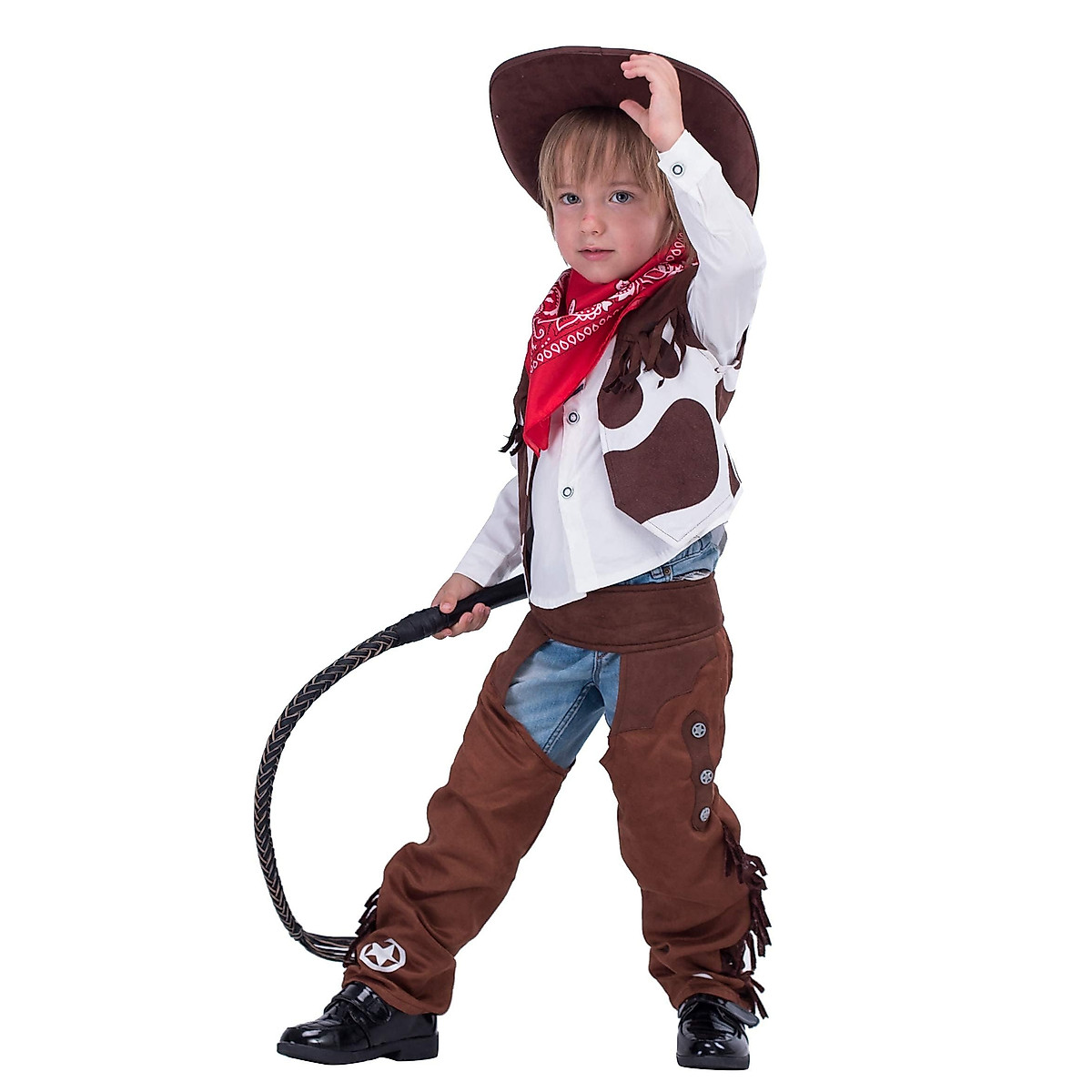 Spooktacular Creations Cowboy Costume Cowboy Hat Deluxe Set for Kids Halloween Party Dress Up,Role Play and Cosplay (S(5-7yr))