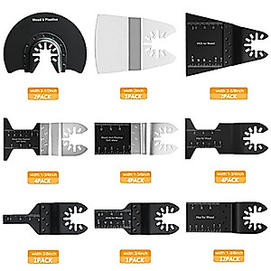 33 Pack Sawblaz Universal oscillating Tool Blades Wood Plastics Soft Metal Oscillating Saw Blades Quick Release Multitool Blades Fit Dewalt Rockwell Royobi Millwaukee Porter Cable Rigid Craftsman