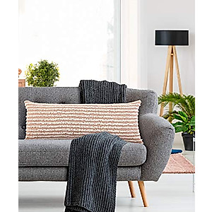 LR Home Wispy Ways Lumbar Throw Pillow, 14" x 36", Dusty Pink/Cream