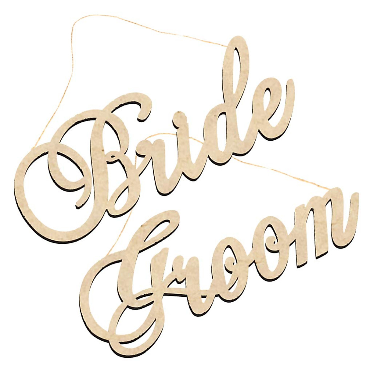 TOYANDONA Bride to be Sign 2pcs Wedding Chair Banner Bride Groom Wood Sign Letter Wall Hanging Decoration Wedding Photo Booth Prop Anniversary Party Decor Supplies Beige Bride and Groom Chair Signs