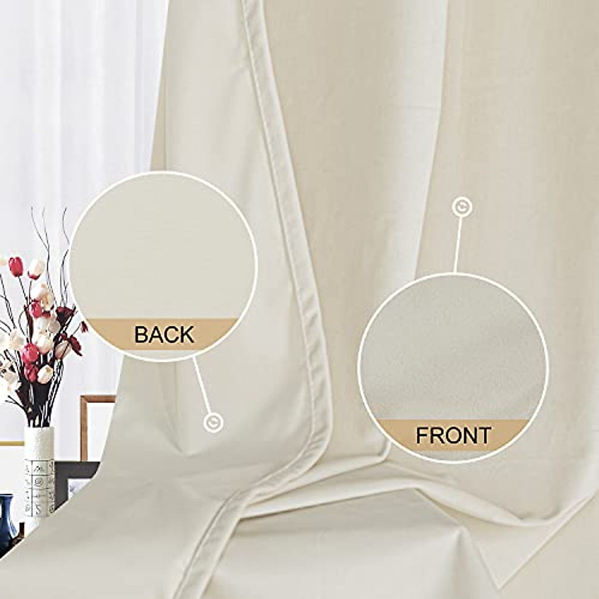 LUSHLEAF 2Panels Ivory Velvet Curtains 84 Inches Blackout Velvet Curtains Panels Thermal Insulated Room Darkening Grommet Window Drapes for for Bedroom/Living Room