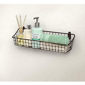 Spectrum Diversified Vintage Cabinet & Wall-Mounted Wall Basket for Storage & Organization, Rustic Farmhouse Decor, Sturdy Steel Wire Storage Bin, Medium, Bronze