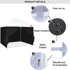 MASTERCANOPY Pop-up Canopy Sidewall Kit, 3 Sidewalls & 1 Doorwall Only Excluding top and Frame (10x10,Black)