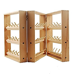 BAENRCY 69 Spools Collapsible Wooden Thread Holder Rack Sewing and Embroidery Foldable Thread Rack and Organizer Thread Rack for Sewing
