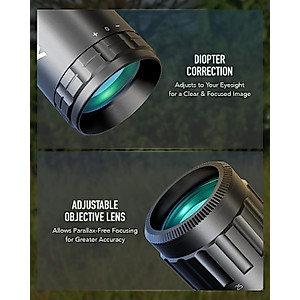Pinty 3-9X40 Rifle Scope AO Red Green Blue Illuminated Mil Dot with Flip-Open Covers, Sunshade Tube