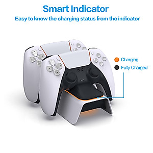 Controller Charging Station, SEVENKA Charger Dock, Fast Charging Stand Compatible with PlayStation 5/PS5 Dualsense Controller, Dual USB C Fast Charging for Dual Controller