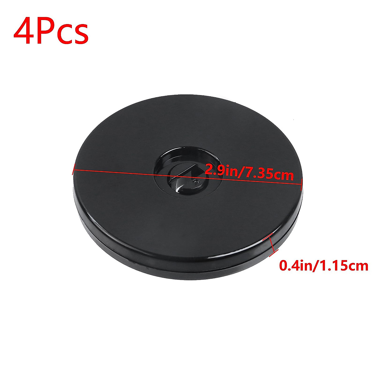 Geesatis 4 Pcs Acrylic Lazy Susan 3 inch Rotating Turntable Organizer Bearings Round Swivel Plate for Spice Rack Table Cake Kitchen Pantry, Black