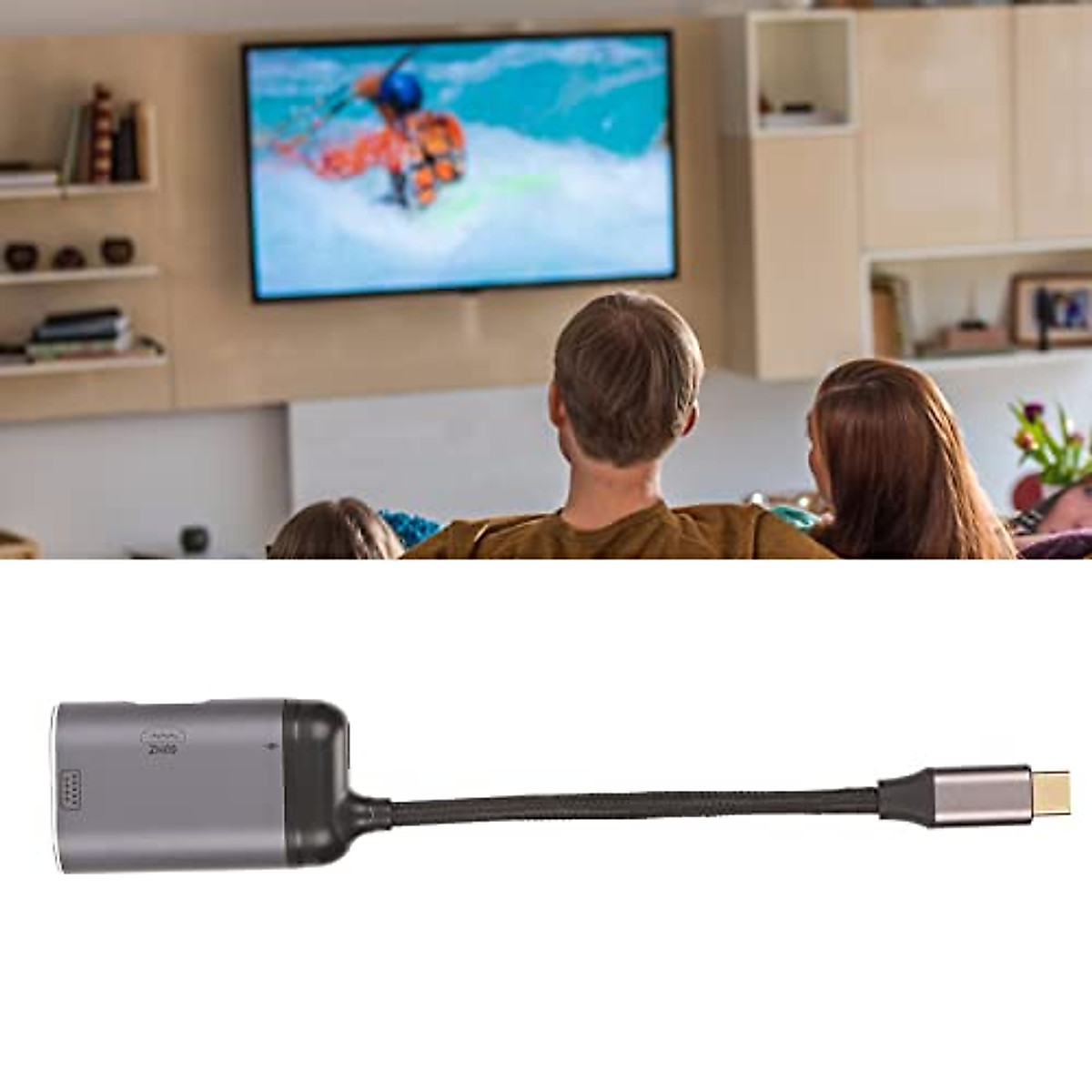 USB C Hub, Multiport USB C Adapter Support 4K 60HZ Nylon Plait Cable for Tablet