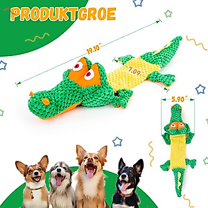 KEITTPEET Crocodile Squeaky Plush Dog Toys, Interactive Dog Toys with Soft Fabric, Puppy Toys to Keep Them Busy, Dog Chew Toys for Small, Medium, and Large Dogs - Green