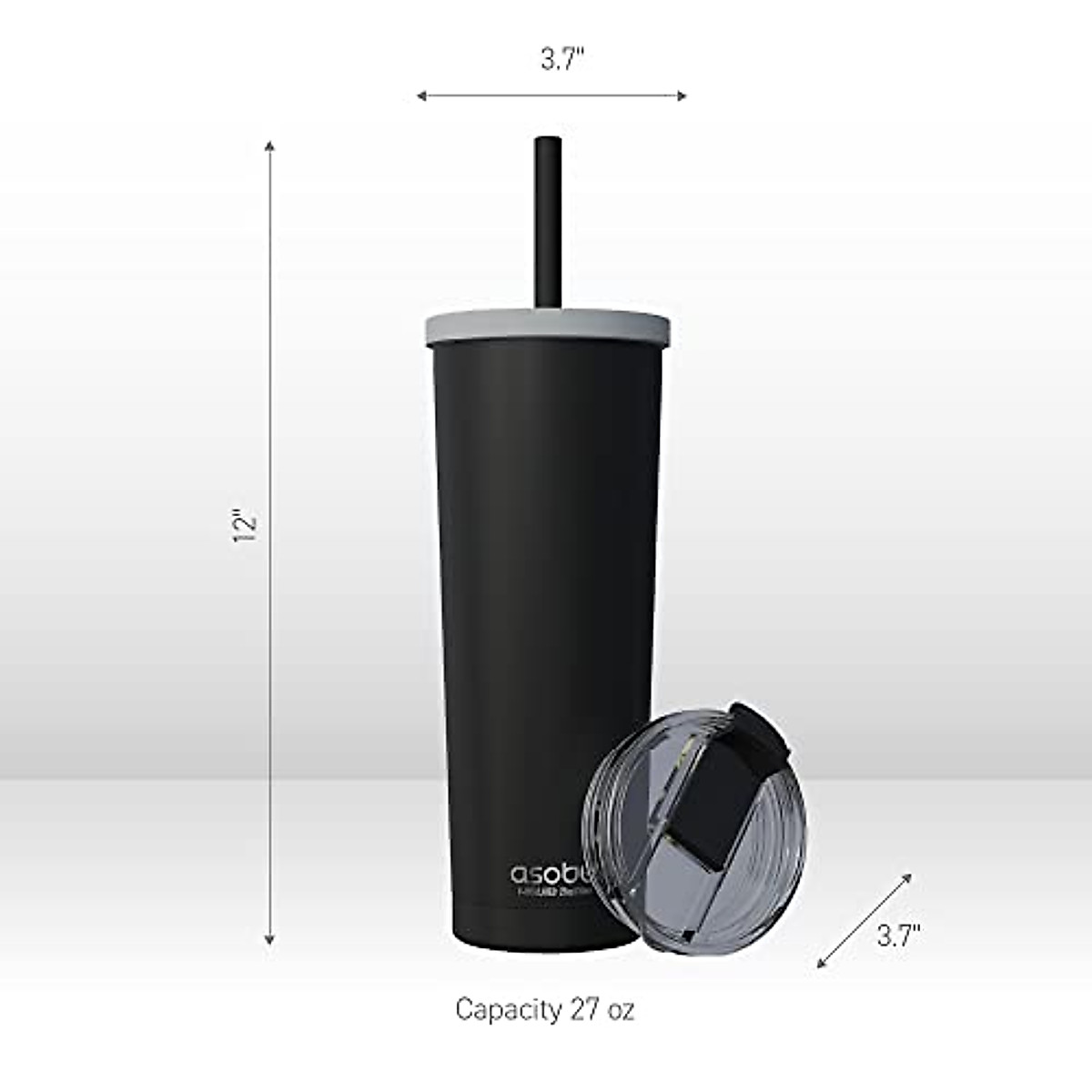 asobu Ocean Stainless Steel Tumbler with Flexible Straw Lid | Insulated Water Bottle for Ice Coffee, Cold Brew | Flip Open Lid for Hot Tea and Coffee | Reusable Travel Cup 27 Ounce (Blue)