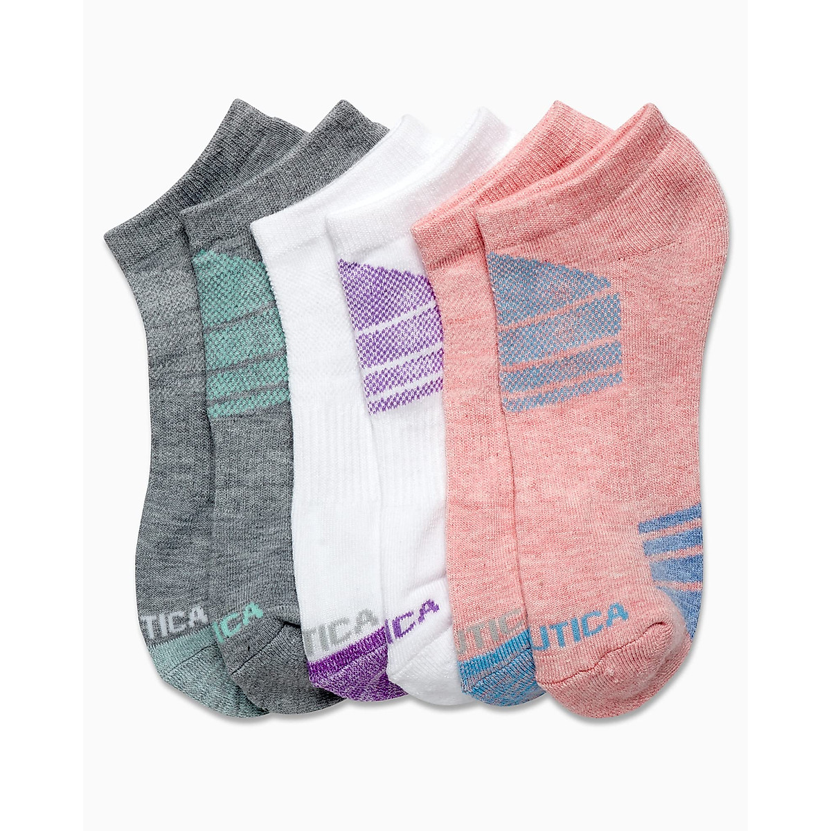 Nautica Women's Socks - Athletic Cushion Low Cut Socks (6 Pack), Size 4-10, Pink Assorted
