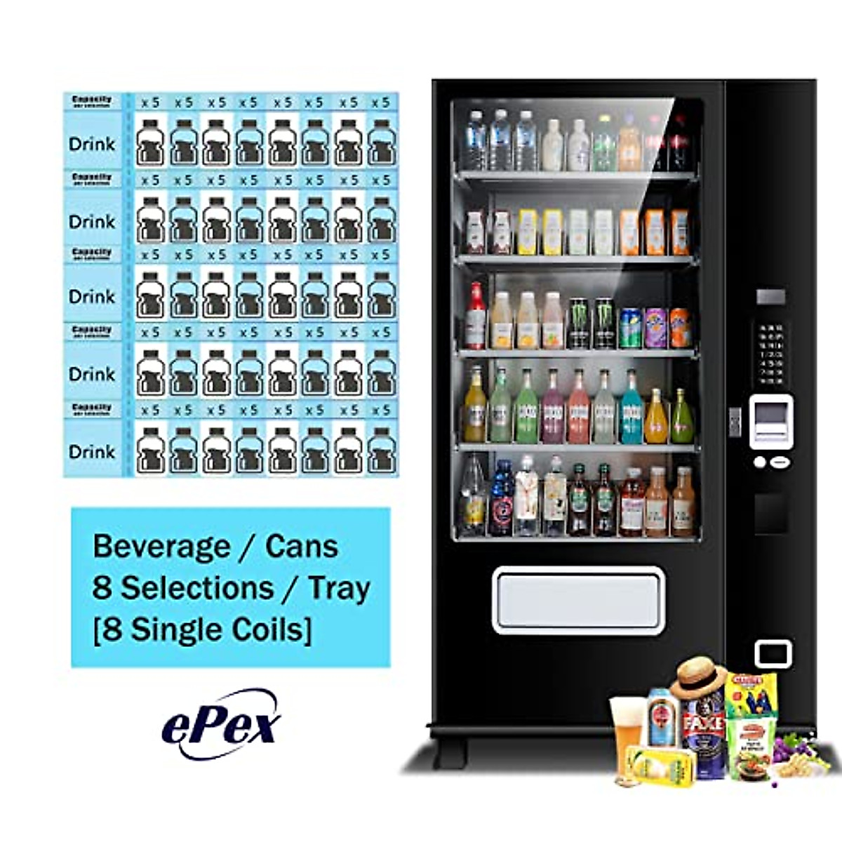EPEX Beverage Vending Machine with Elevator Delivery Temp Control