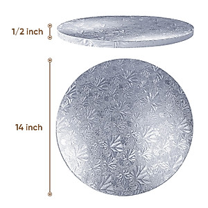 Cakebon: Thick, Round Cake Boards, 14-Inch Round Silver - Sturdy, Smooth-Edged Cardboard Cake Drums – Heavy-Duty, Bend-Resistant 14-Inch Cake Boards Round for Cake Base Displays (1-Pack)