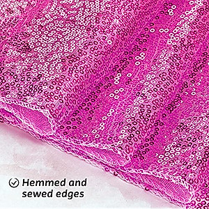 6 Pack Sequin Table Runner Hot Pink, 12 x 108 inch Glitter Baby Blue Table Runner for Rectangle Table for Birthday, Wedding, Banquet, Holiday Party Decorations & Baby Shower