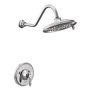 Moen TS32102 Weymouth Posi-Temp Shower Trim Kit including Lever Handle and 9-Inch, 2-Spray Function Rainshower, Valve Required, Chrome