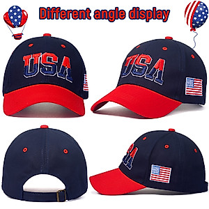 2 Pieces Patriotic Baseball Cap Adjustable Cotton Dad Hat USA Embroidered American Flag Cap for Men Women (Blended Color)