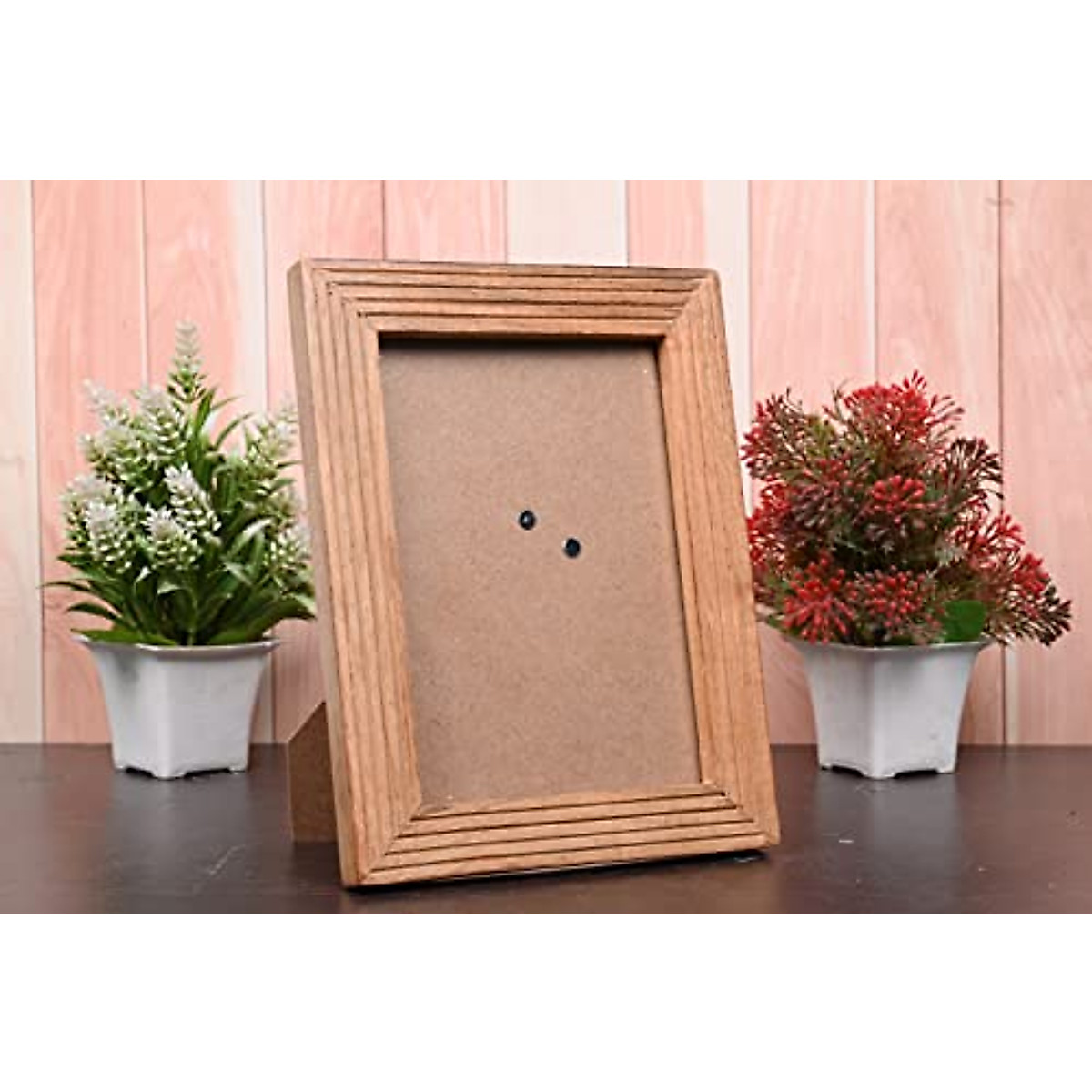 EDHAS Acacia Wood 5" x 7" Picture Frame with Real Glass For Tabletop, Farmhouse Solid Natural Wood Picture Frame