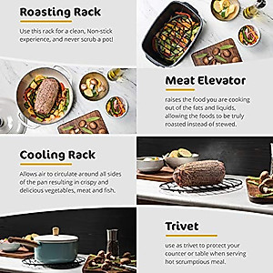 GOURMEX Black, Oval Oven Roasting Rack with Integrated Feet | Ideal for Cooking, Baking, Roasting, Cooling and Grilling | Non-Stick Coating, PTFE Free | Oven and Dishwasher Safe Rack (6 x 9")