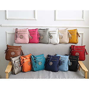 MKF Crossbody Bags for Women, PU Leather Crossover Handbag, Tassels, Small Shoulder Side Messenger Purse Black