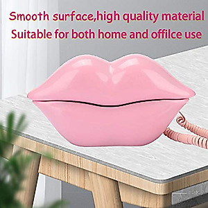 CHENJIEUS Lip Telephone, Advanced Home Telephone, Interesting Mouth Lip-Shaped Telephone, Electroplating Wire Phone Home Decoration, for Families House Phone (Pink)