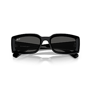 Ray-Ban Women's RB4395F Kiliane Low Bridge Fit Square Sunglasses, Black/Dark Grey, 54 mm