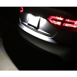 iJDMTOY OEM-Fit 3W Full LED License Plate Light Kit Compatible With Audi 1998-2005 A6 S6 RS6 Avant Wagon ONLY, Powered by 18-SMD Xenon White LED & Can-bus Error Free